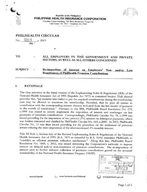 Non- and/or Late Remittances of PhilHealth Premium Contributions