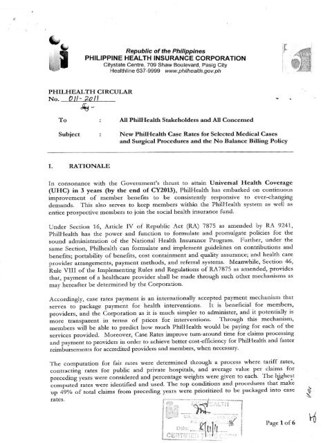 New PhilHealth Case Rates for Selected Medical Cases and ...