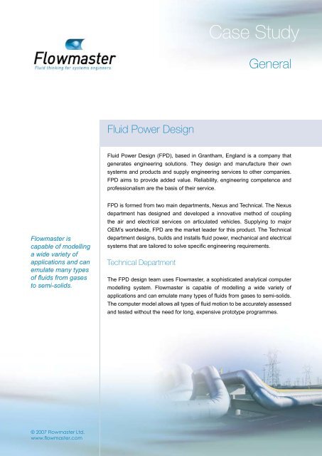 Fluid Power Design - Flowmaster - PhilonNet Engineering Solutions