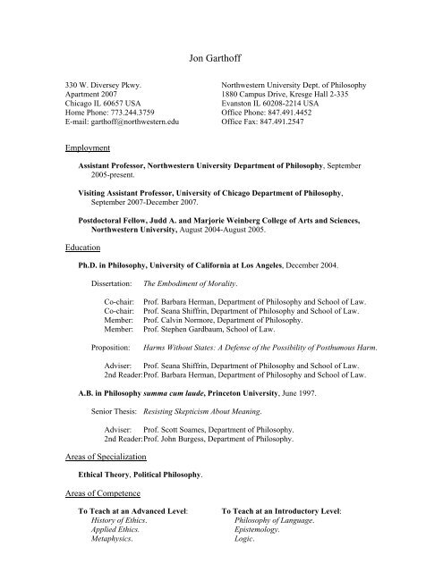 Curriculum Vitae - Northwestern University