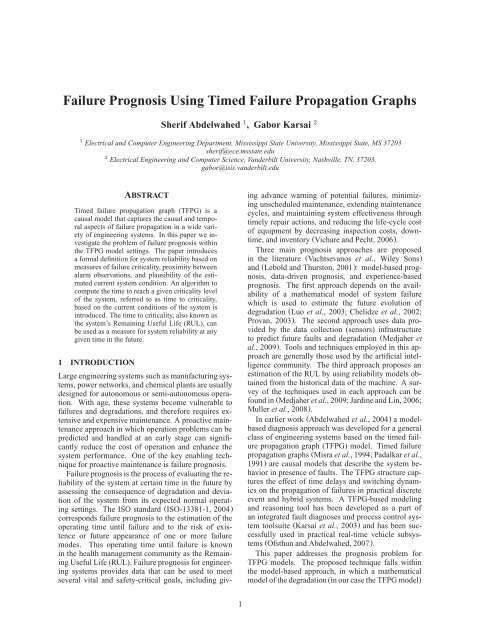 Failure Prognosis Using Timed Failure Propagation ... - PHM Society