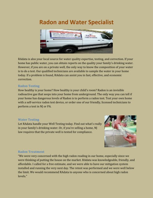 Radata Testing services