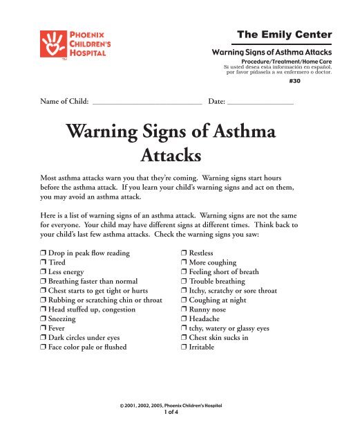 Warning Signs of Asthma Attacks #30 - Phoenix Children's Hospital