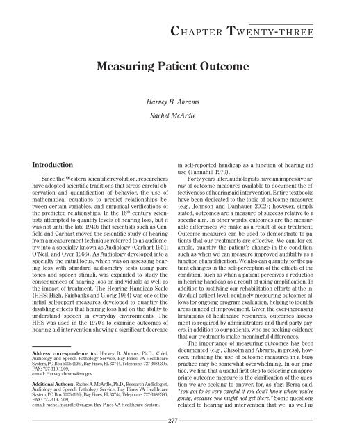 Measuring Patient Outcome - Phonak