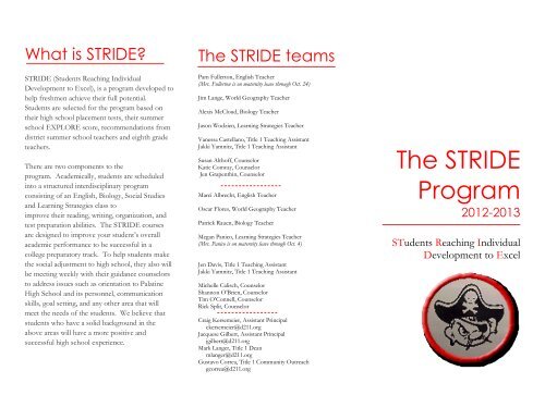 The STRIDE Program - Palatine High School