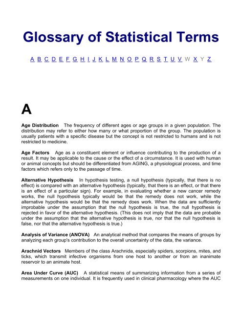 Glossary Of Statistical Terms A Public Health Information And