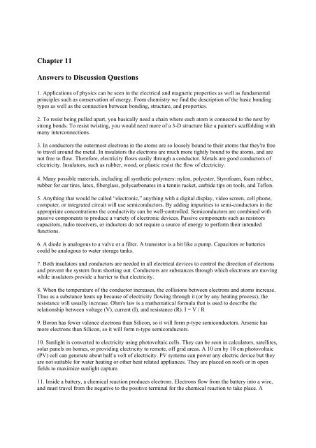 Chapter 11 Answers to Discussion Questions