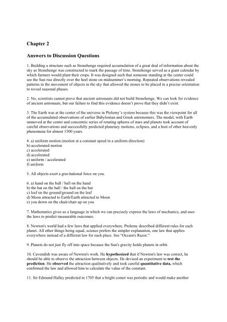 Chapter 2 Answers to Discussion Questions