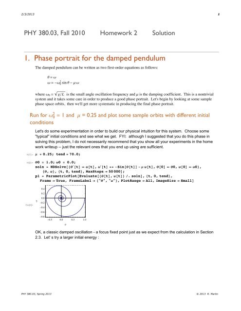 1. Phase portrait for the damped pendulum