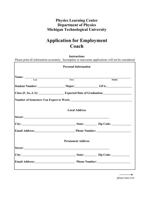 Physics Learning Center - Physics - Michigan Technological University