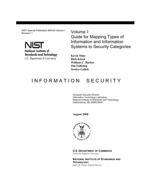 NIST SP 800-60 - Computer Security Resource Center - National ...