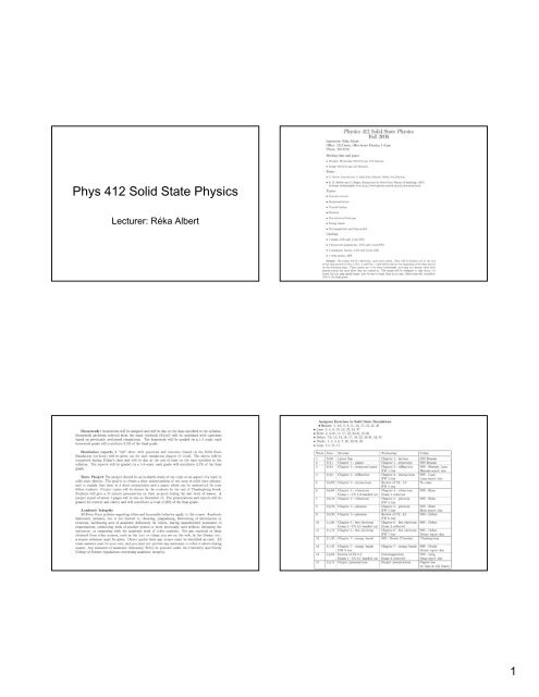 Phys 412 Solid State Physics