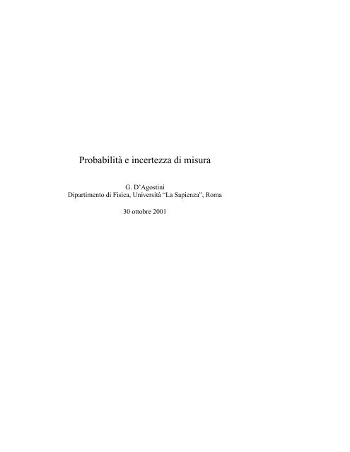 Probabilit`a e incertezza di misura - Fisica - Sapienza