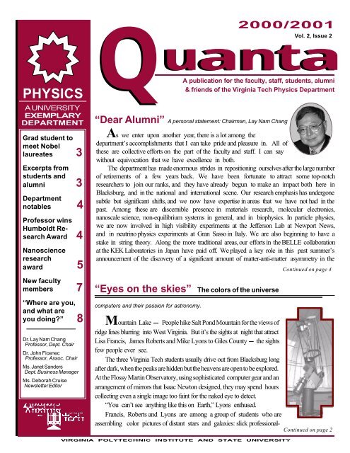 Fall 2001 - Physics - Virginia Tech