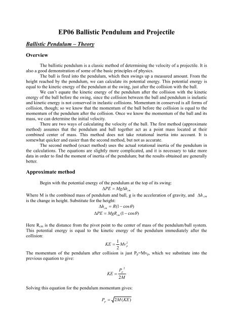 Projectile Launcher With Pendulum