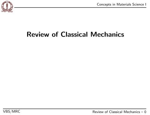Review of Classical Mechanics - Physics