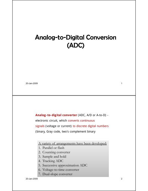 Analog-to-Digital Conversion Digital Conversion (ADC)