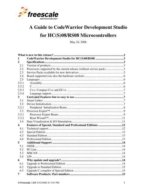 A Guide to CodeWarrior Development Studio for HC(S)08/RS08 ...