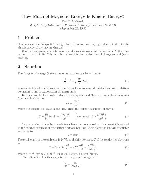 Example Of Magnetic Energy