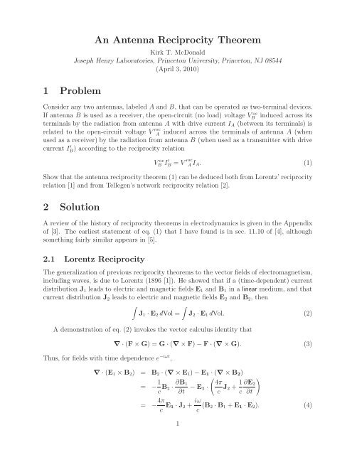 An Antenna Reciprocity Theorem - Princeton University