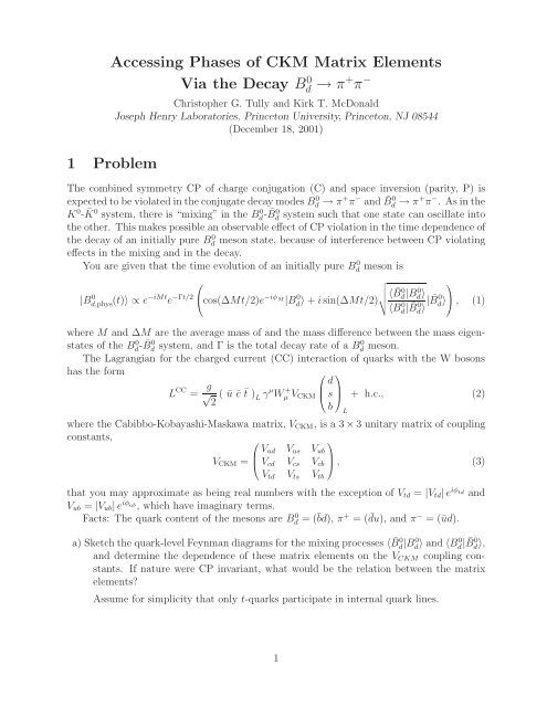 Accessing Phases of CKM Matrix Elements Via the Decay B^0_d