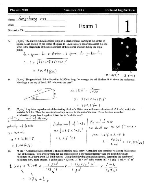 Exam 1 Solutions