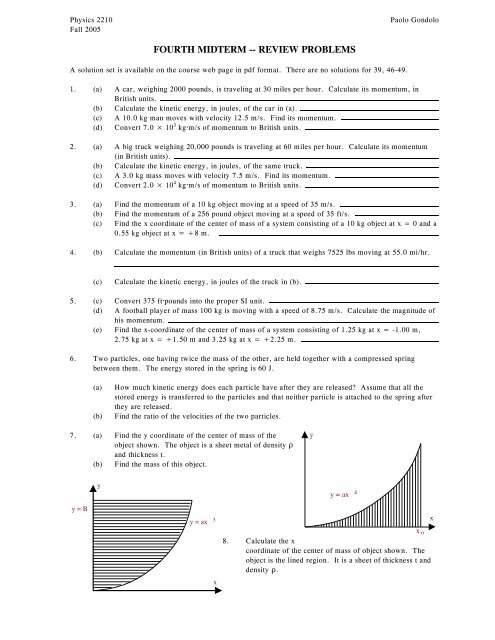FOURTH MIDTERM -- REVIEW PROBLEMS