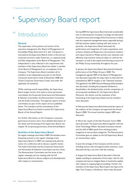 Philips Supervisory Board report 2009
