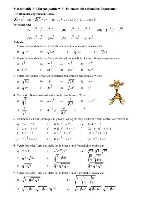 Potenzen mit rationalen Exponenten