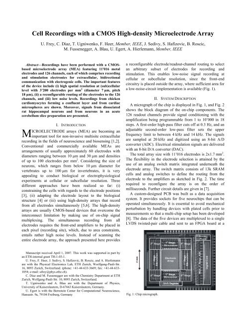 Cell recordings with a CMOS high-density microelectrode array