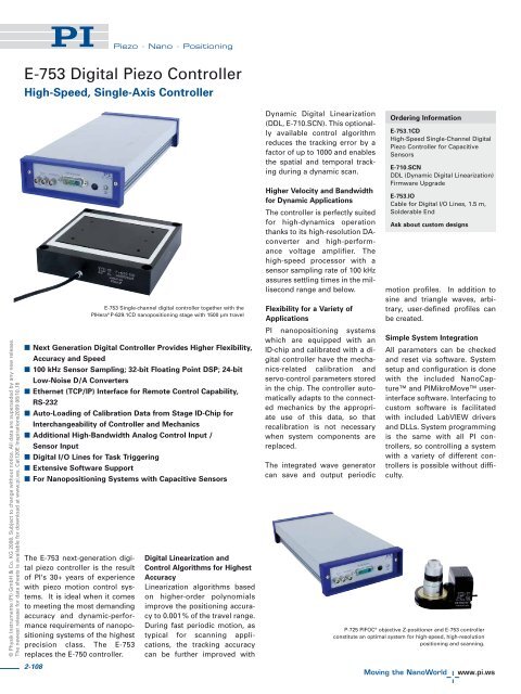 E753 Closed-Loop Digital Ultra-Precision Piezo Control - PI (Physik ...