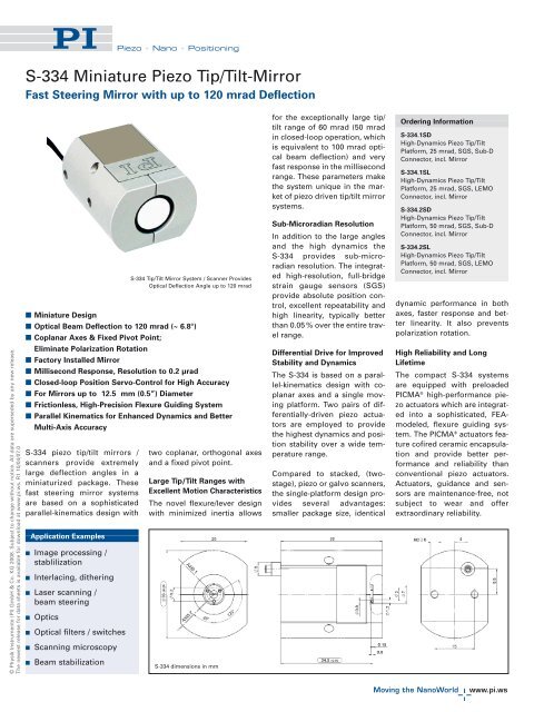PDF Datahseet - PI (Physik Instrumente)