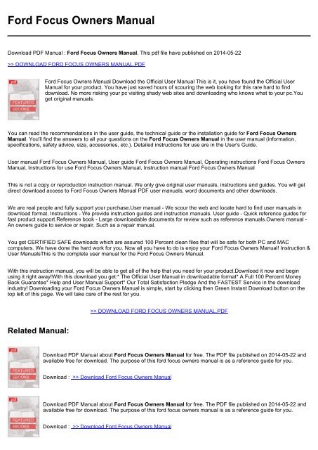 Ford Focus Owners Manual