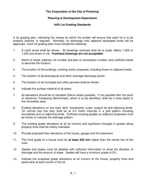 Infill Lot Grading Standard - City of Pickering