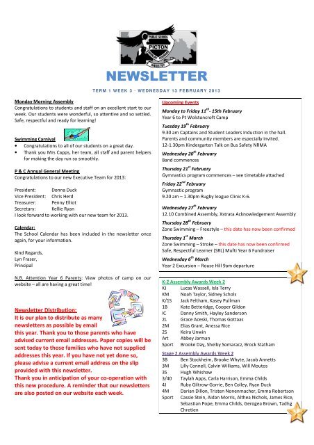 Week 3 - Picton Public School