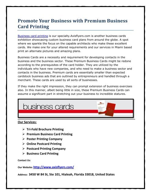 Promote Your Business with Premium Business Card Printing
