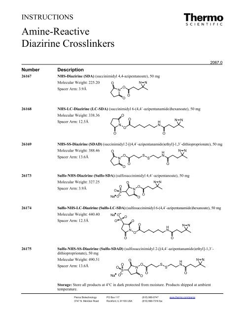 Amine-Reactive Diazirine Crosslinkers