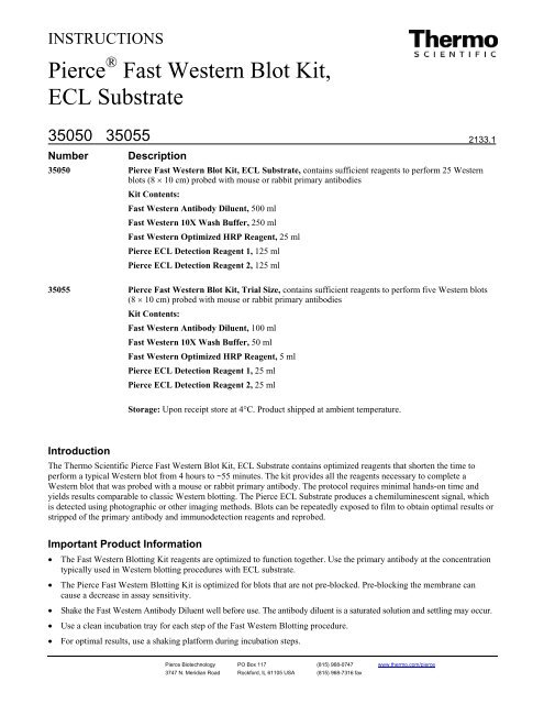 Pierce Fast Western Blot Kit, ECL Substrate