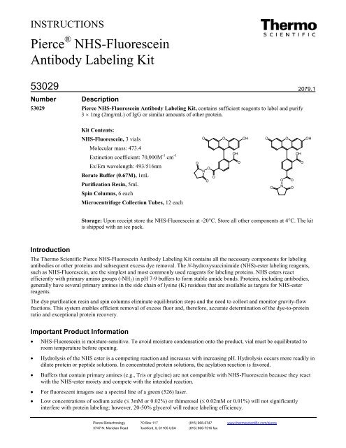 Pierce NHS-Fluorescein Antibody Labeling Kit