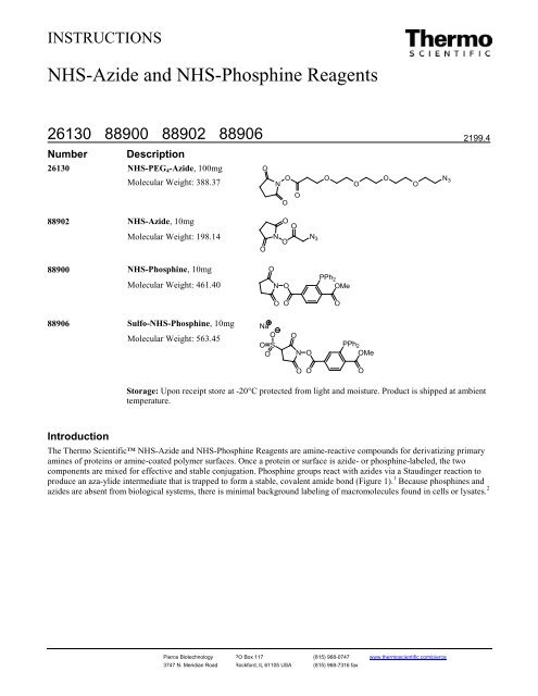 NHS-Azide and NHS-Phosphine Reagents - Pierce