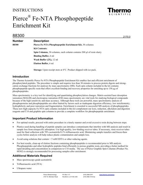 Pierce Fe-NTA Phosphopeptide Enrichment Kit