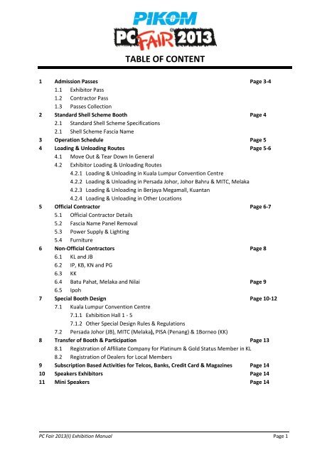TABLE OF CONTENT - Pikom