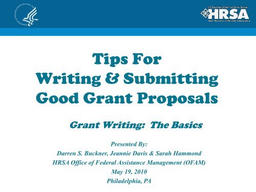Tips For Writing & Submitting Good Grant Proposals - HRSA