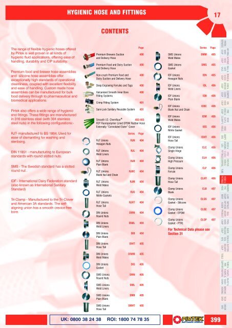 17 399 HYGIENIC HOSE AND FITTINGS CONTENTS - Pirtek