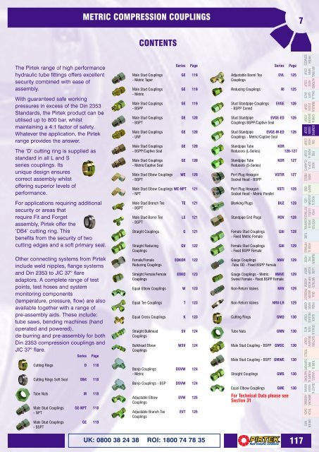 7 117 METRIC COMPRESSION COUPLINGS CONTENTS - Pirtek