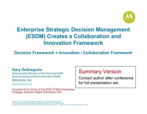 Enterprise Strategic Decision Management (ESDM) Creates a ... - IIR