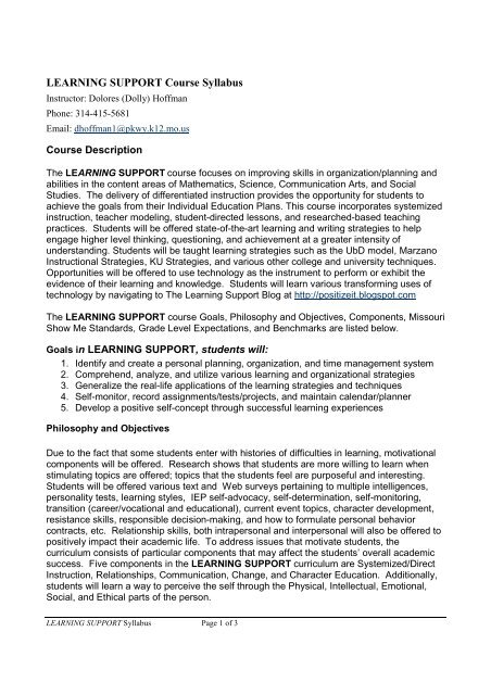 LEARNING SUPPORT Course Syllabus