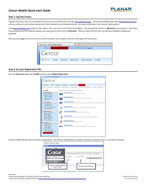Concur Mobile Quick-start Guide - Planar