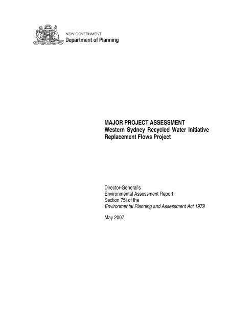 MAJOR PROJECT ASSESSMENT Western Sydney Recycled Water ...
