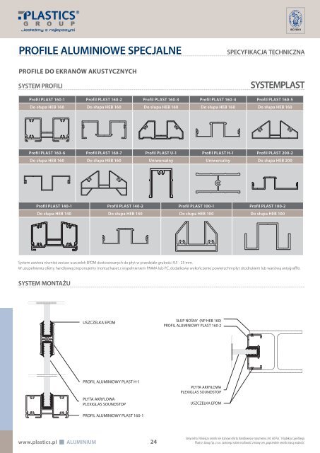 PROFILE ALUMINIOWE SPECJALNE - Plastics Group